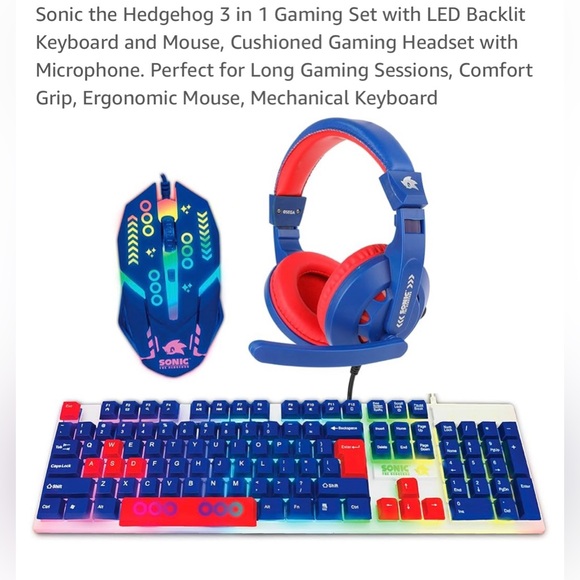 Other | Sonic The Hedgehog Gaming Set With Led Keyboard And Mouse ...